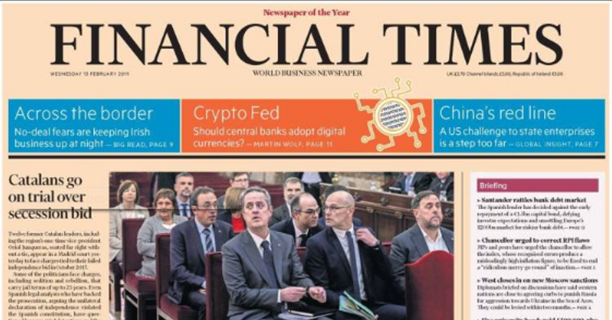 El judici obre la portada del 'Financial Times': la vista de l'1-O a la ...